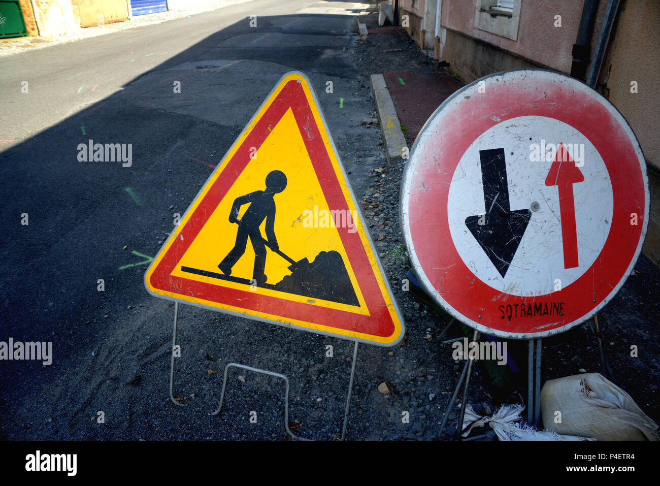 Deviation road sign hi-res stock photography and images - Alamy