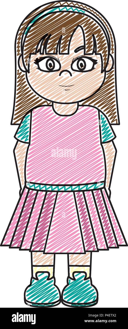 doodle beauty girl with hairstyle and uniform design Stock Vector Image ...