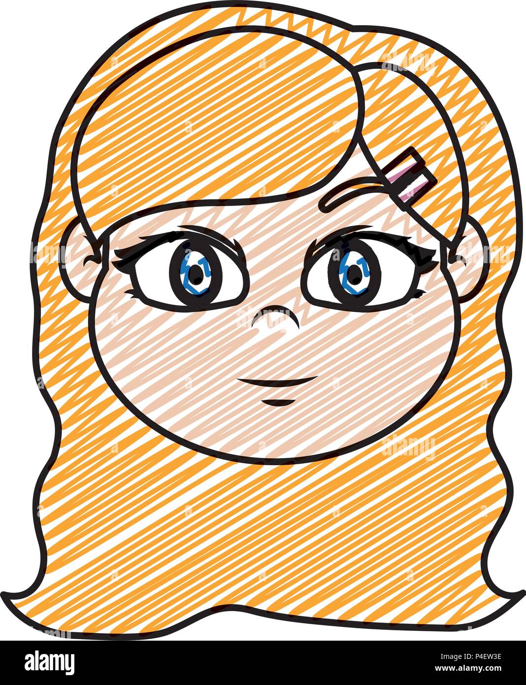 doodle pretty child girl head with hairstyle Stock Vector Image & Art ...