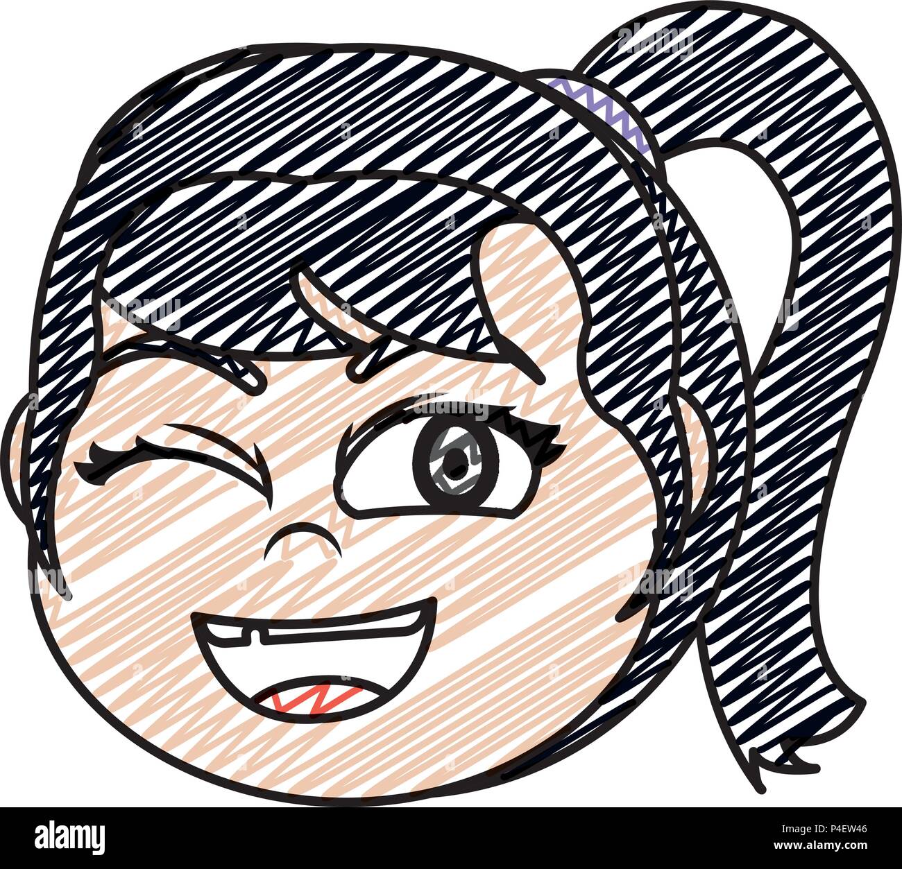 doodle funny child girl head with hairstyle Stock Vector Image & Art ...