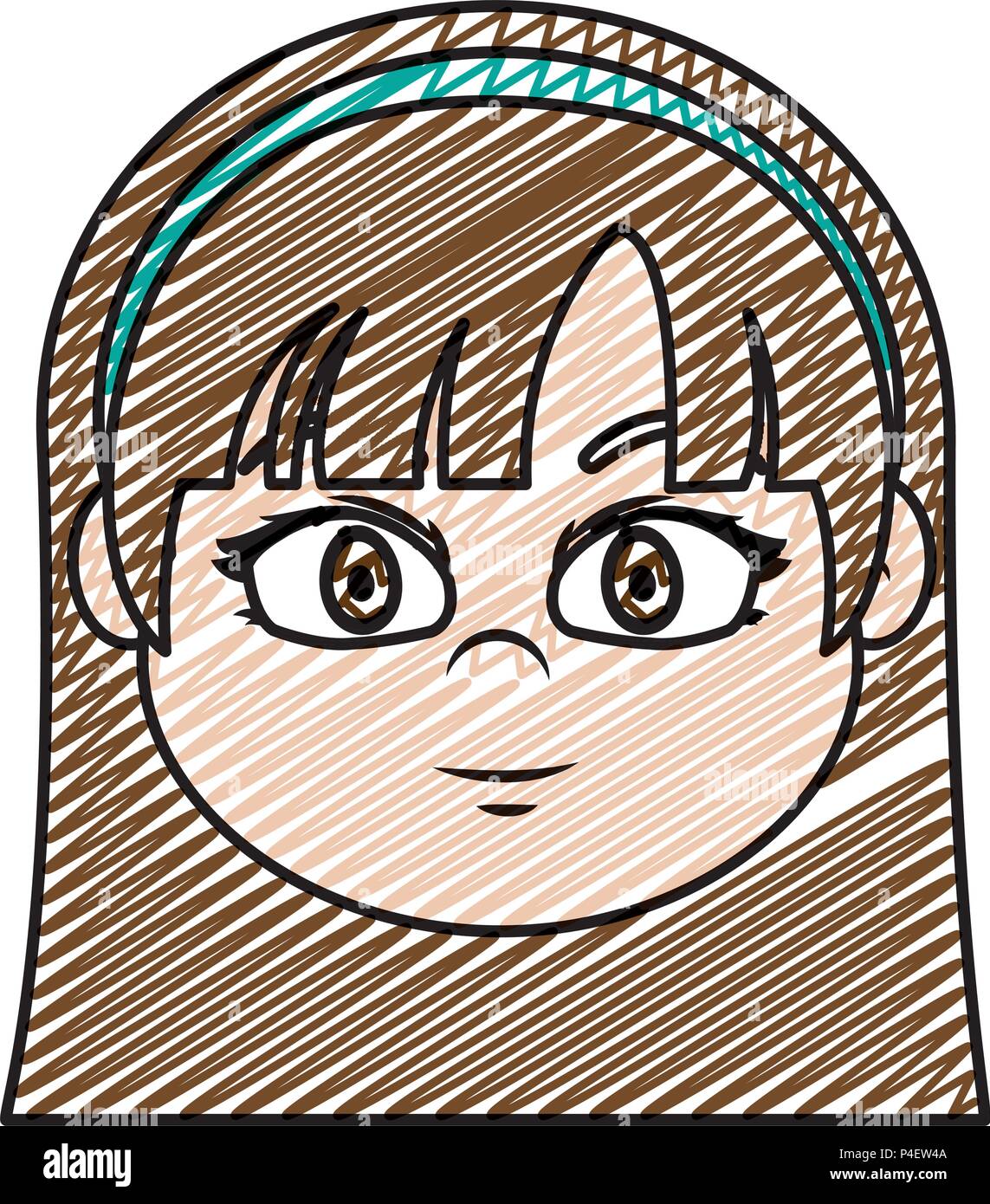 doodle cute child girl head with hairstyle Stock Vector Image & Art - Alamy
