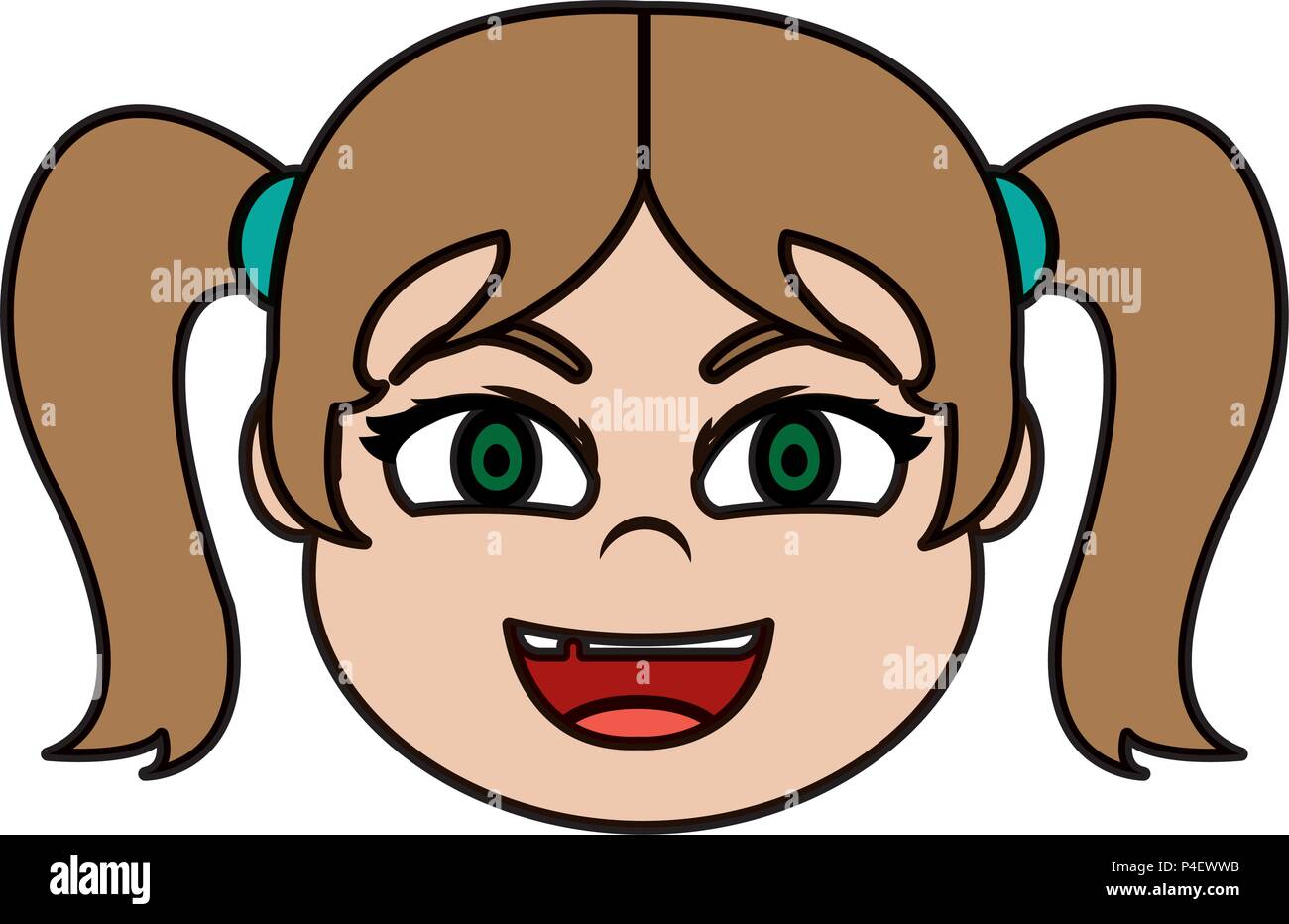 color happy child girl head with hairstyle Stock Vector Image & Art - Alamy