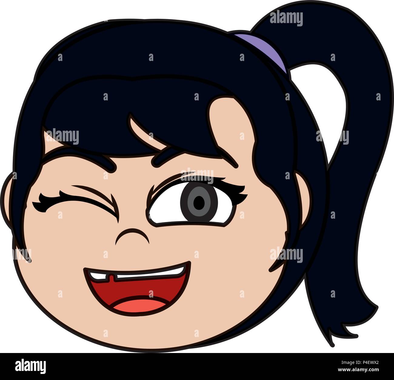 color funny child girl head with hairstyle Stock Vector Image & Art - Alamy