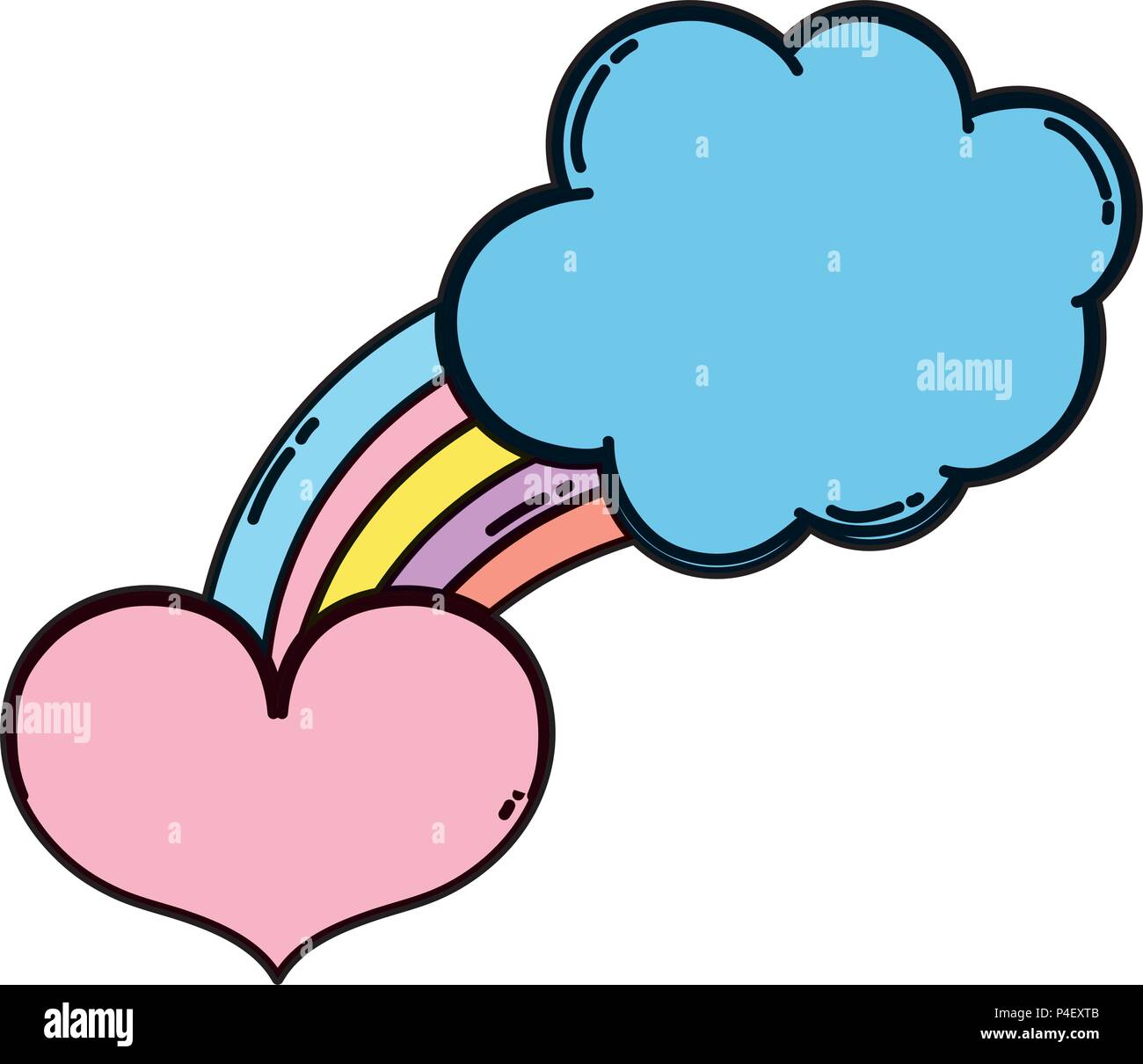 color bright rainbow with nature cloud and heart Stock Vector Image ...