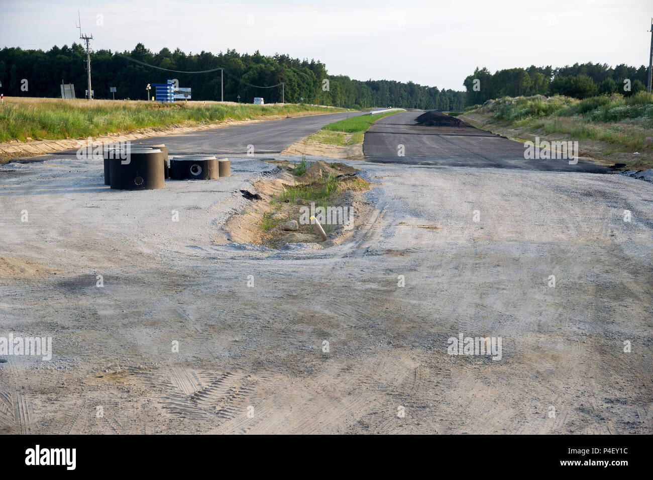 Road construction on expressway S6 in Redostowo, Poland. June 16th 2018 ...