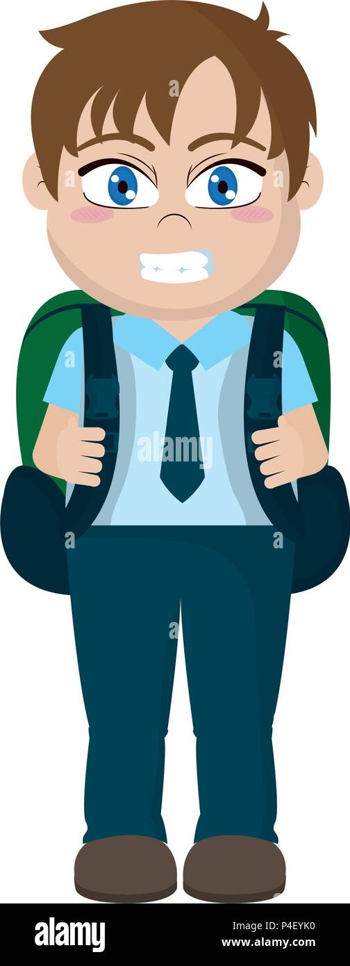 happy boy child with backpack and clothes Stock Vector Image & Art - Alamy