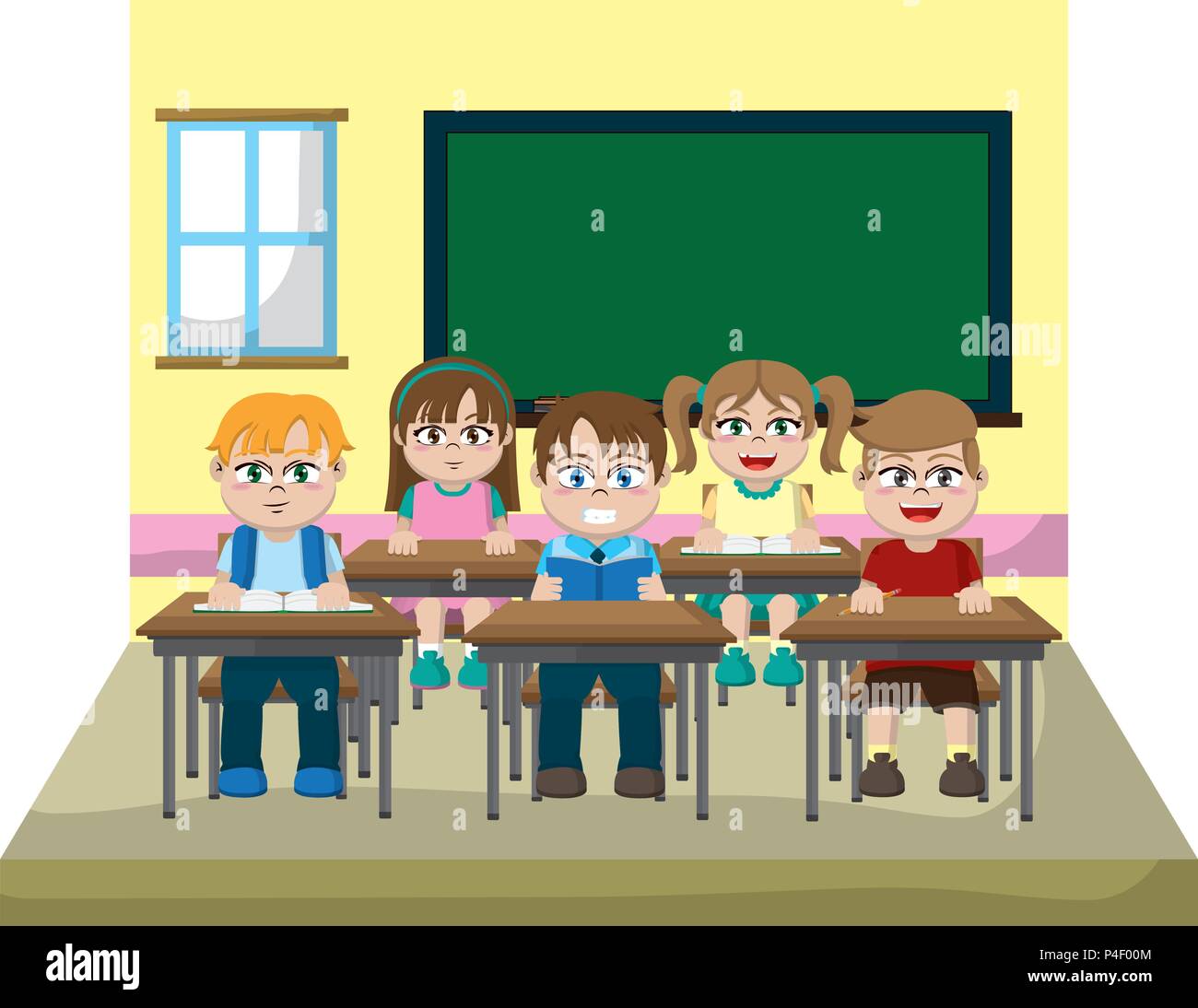 nice students children in the blackboard and classroom Stock Vector ...
