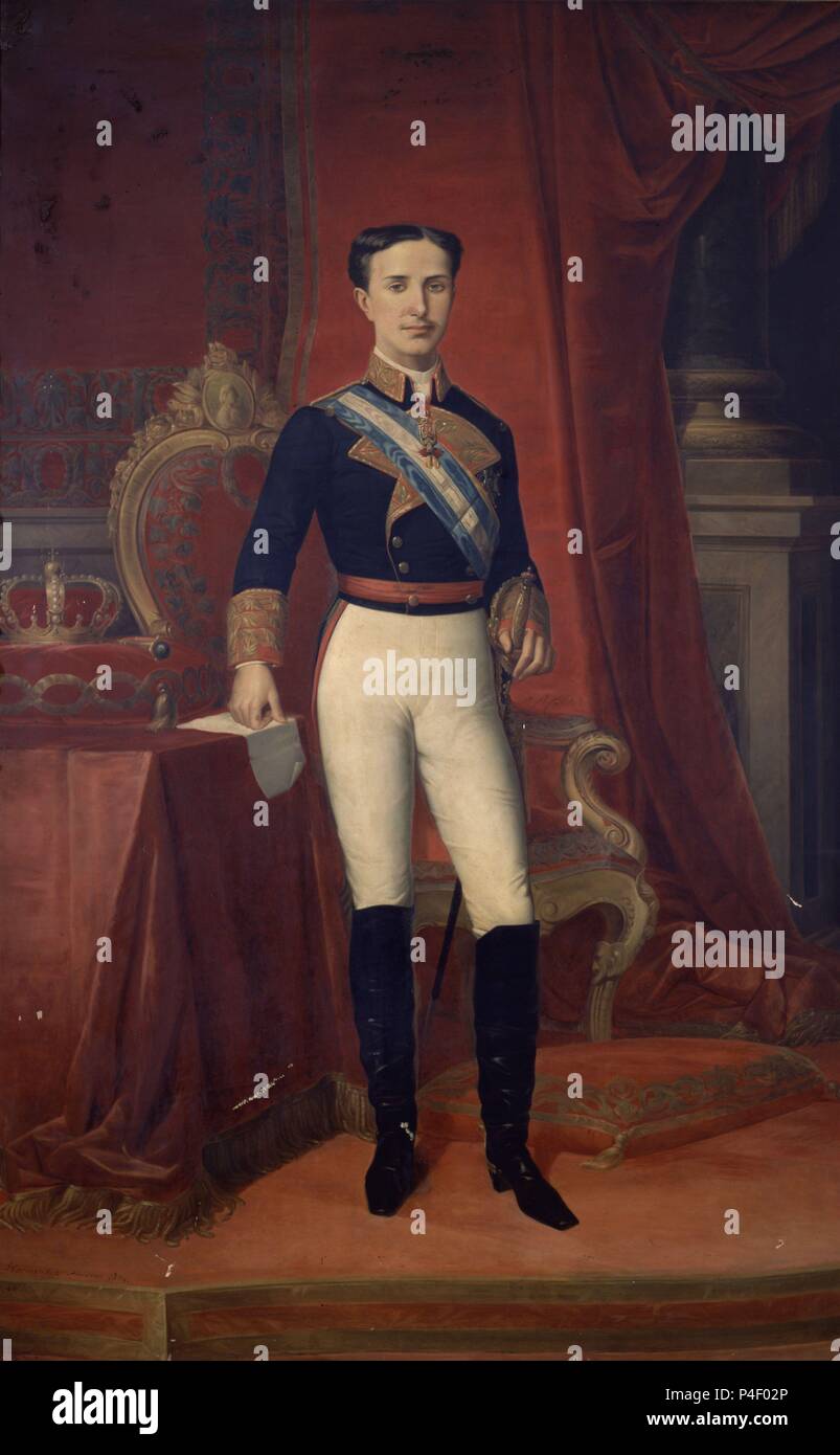 RETRATO DE ALFONSO XII-1876-CON UNIFORME DE CAPITAN GENERAL,TOISON DE ...