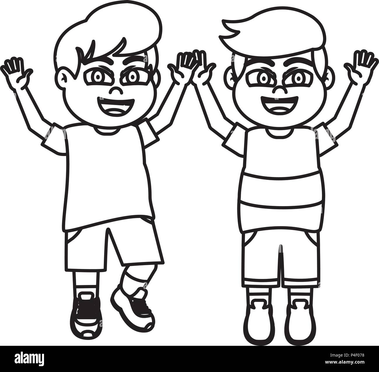 Child Jumping Black And White Clipart