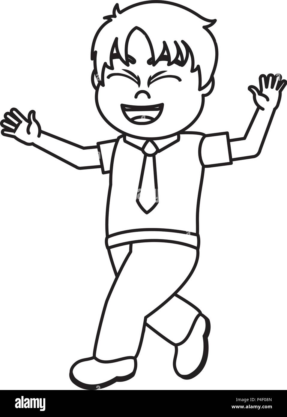 line happy boy child with hands up Stock Vector Image & Art - Alamy