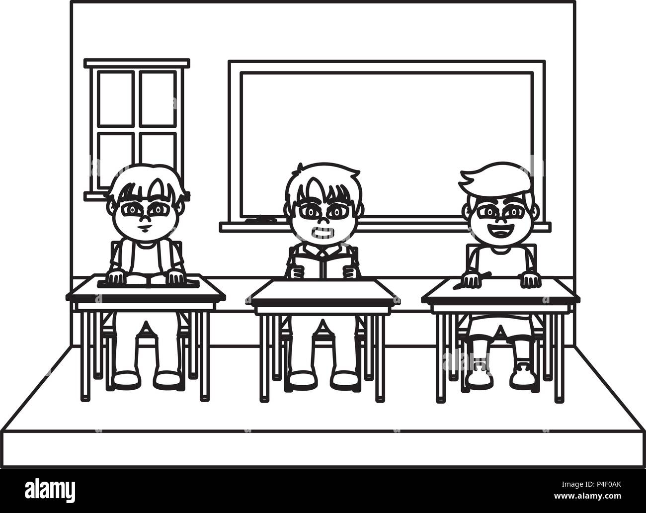 Modern school desk line illustration hi-res stock photography and ...