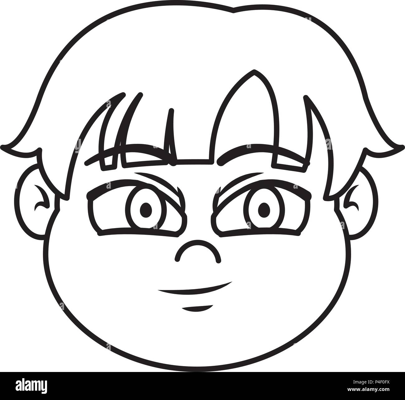 line nice boy head with hairstyle and facial expression Stock Vector ...