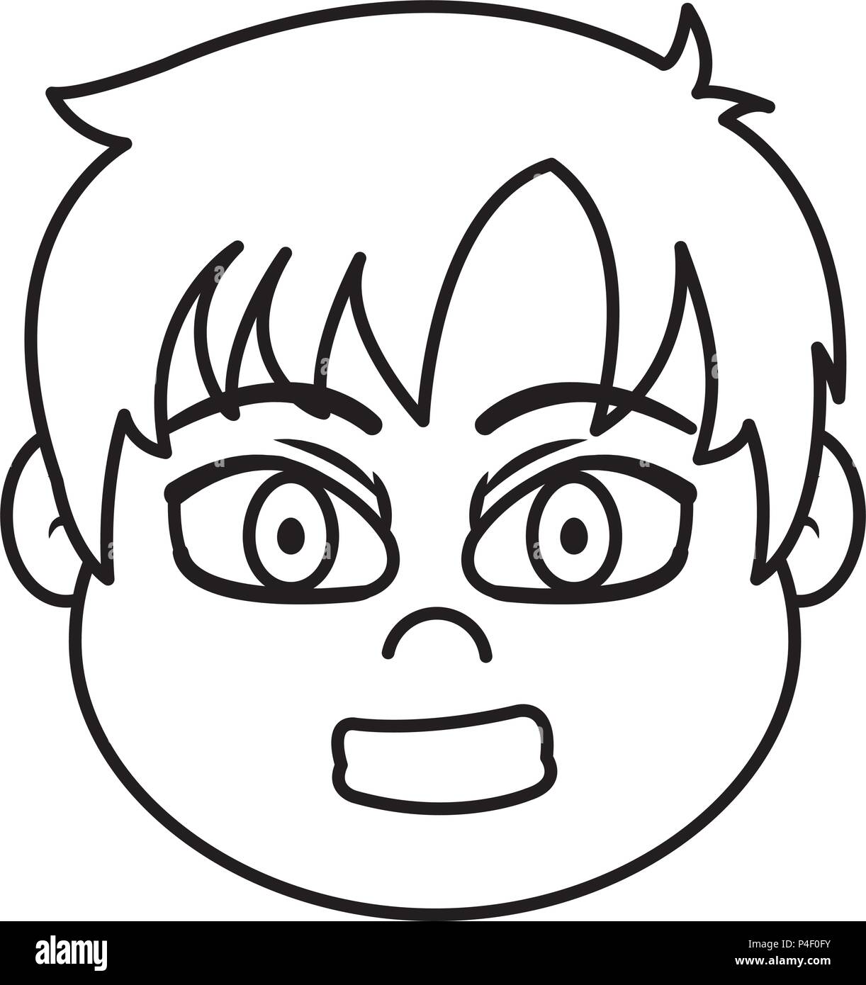 line cute boy head with facial expression Stock Vector Image & Art - Alamy