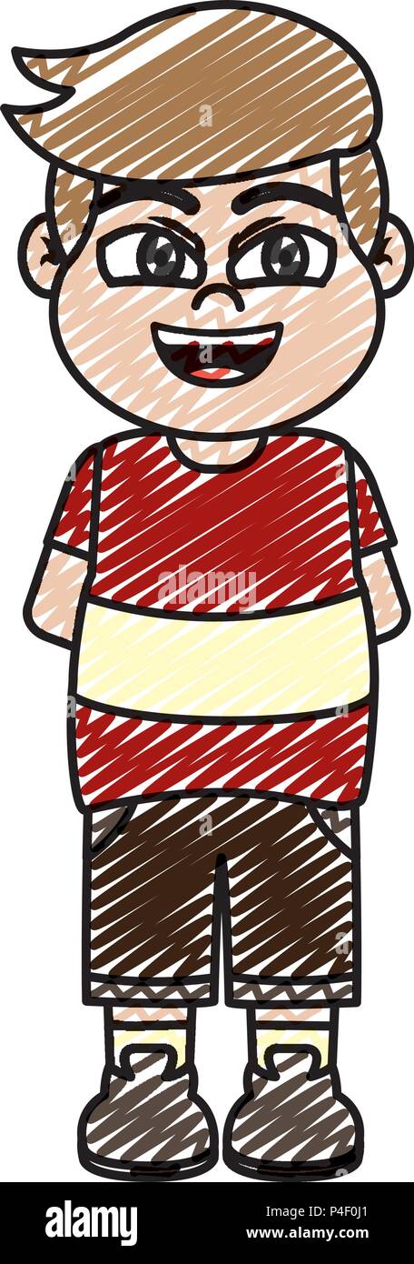 doodle happy boy child with hairstyle and clothes Stock Vector Image ...