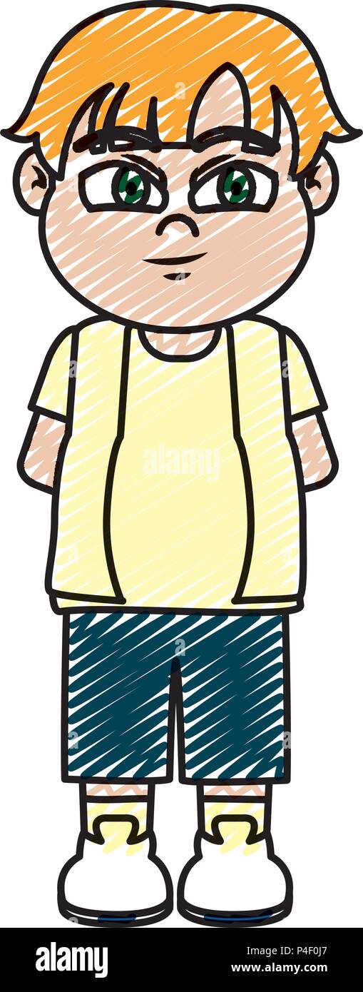 doodle cute boy child with hairstyle and clothes Stock Vector Image ...