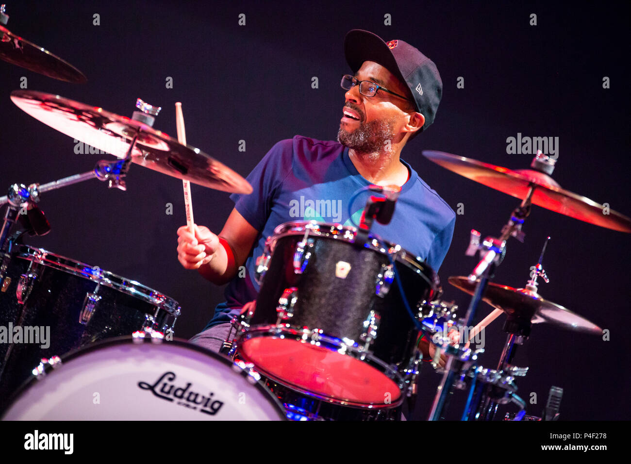 Wetzlar, Germany. 16th June, 2018. Chuck Treece, American drummer, is ...