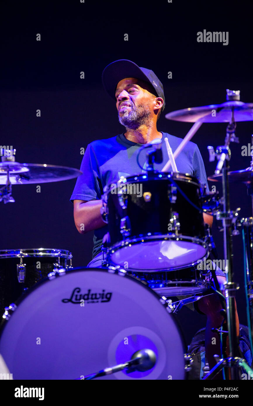 Wetzlar, Germany. 16th June, 2018. Chuck Treece, American drummer, is ...