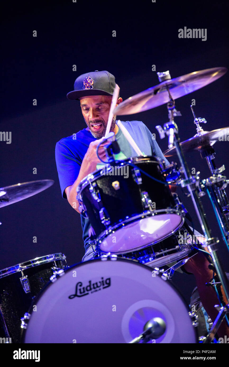 Wetzlar, Germany. 16th June, 2018. Chuck Treece, American drummer, is ...
