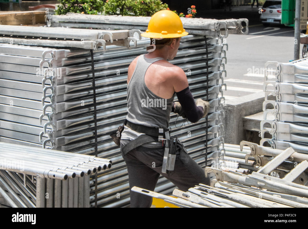 Construction,crew,at,site,library,next to, Daan Park,Taipei,Taipei City ...