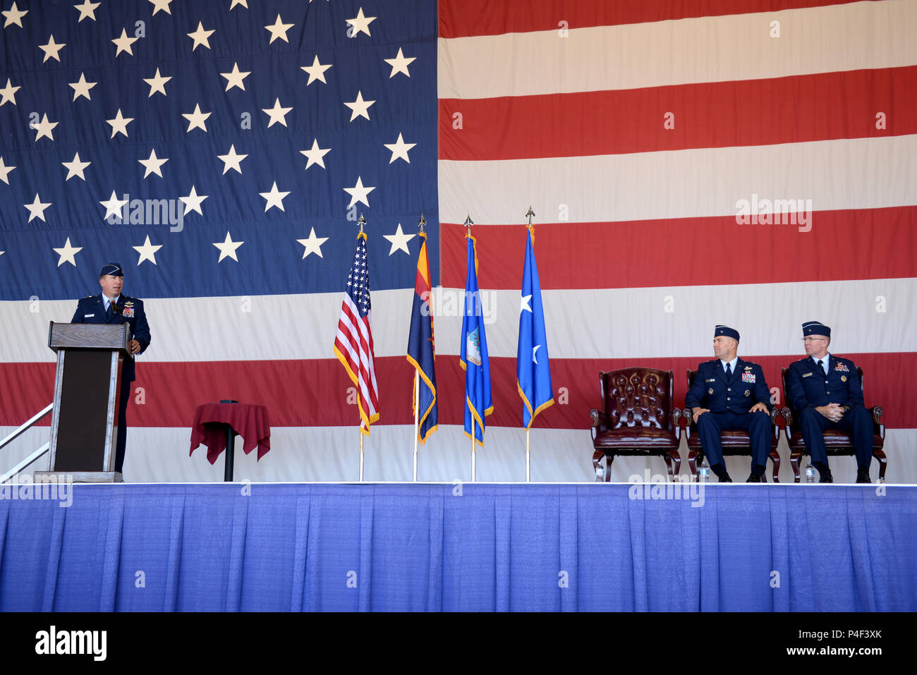 Maj. Gen. Patrick Doherty, 19th Air Force commander, presides over the ...