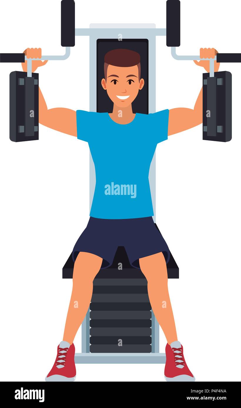 Fitness man on weight machine Stock Vector Image & Art - Alamy