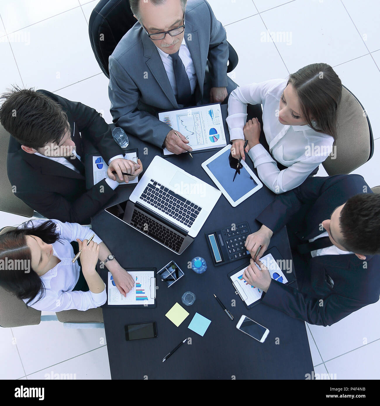 top view.business team working with financial charts.business concept Stock Photo - Alamy