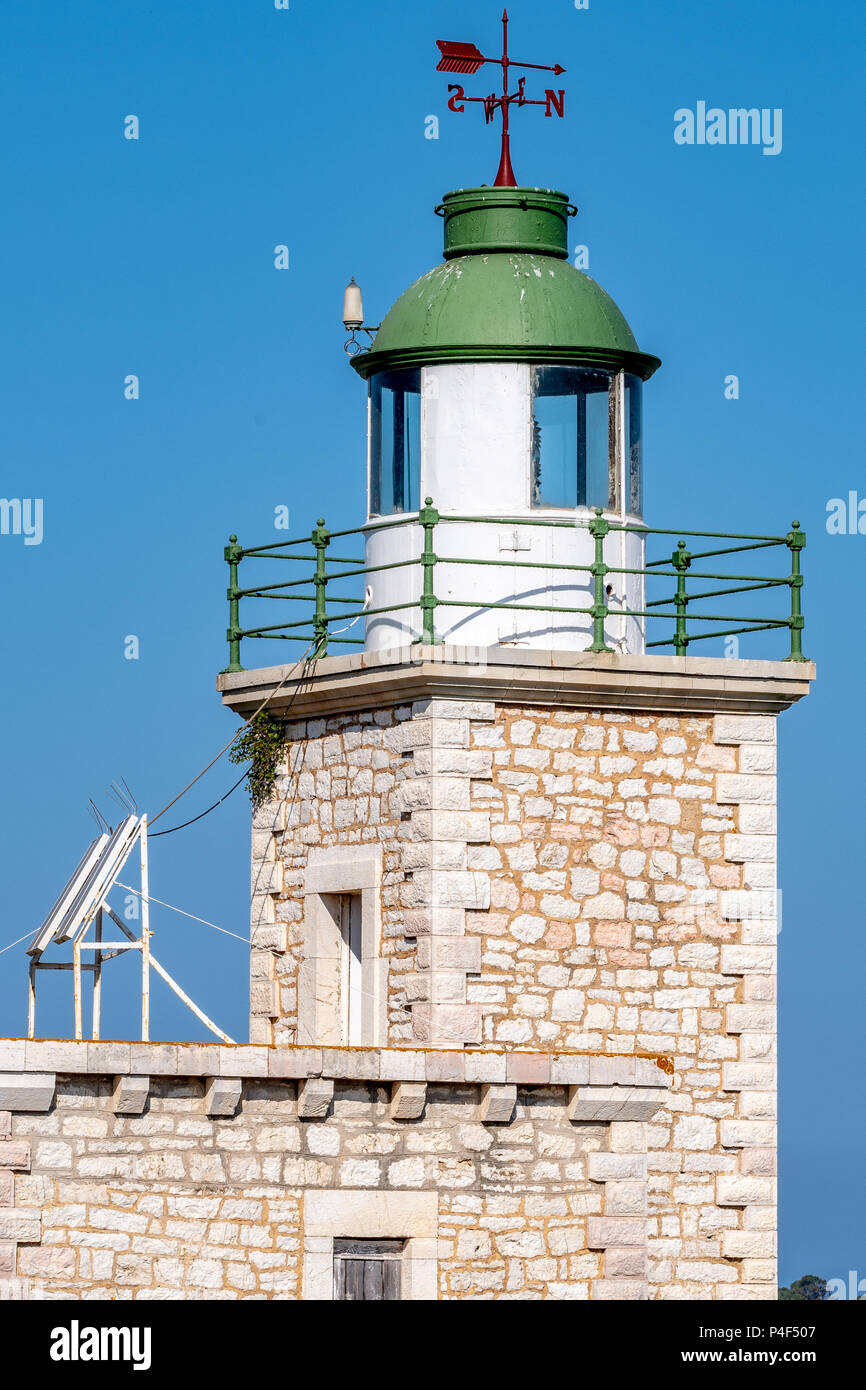 Santa Maura Lighthouse at the entrance to Lefkas Canal Stock Photo - Alamy