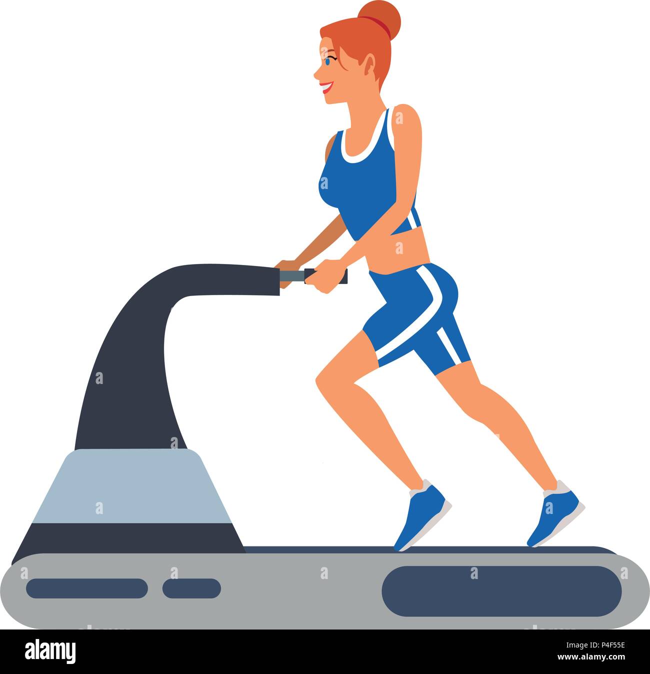 Fitness woman running on machine Stock Vector Image & Art - Alamy