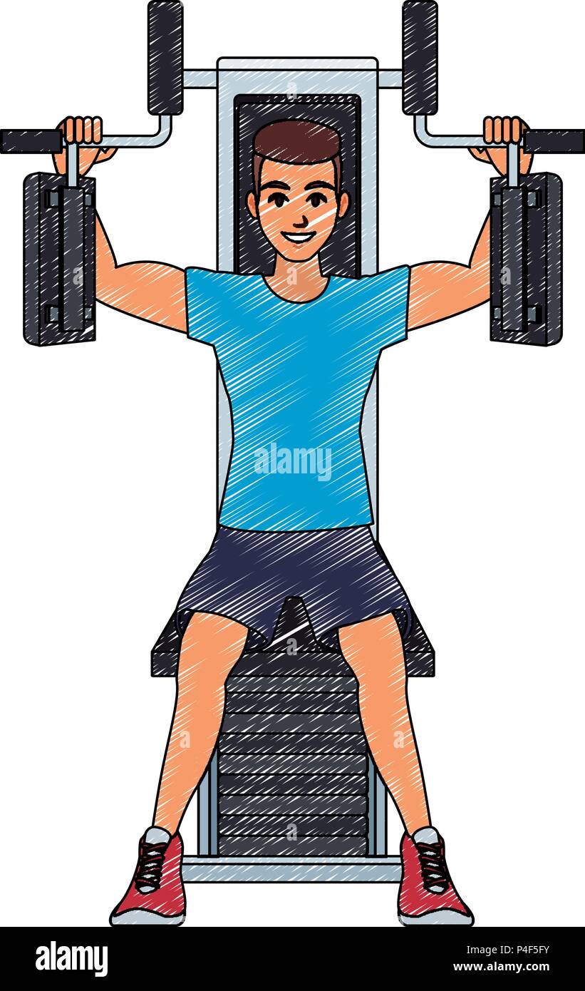 Fitness man on weight machine Stock Vector Image & Art - Alamy