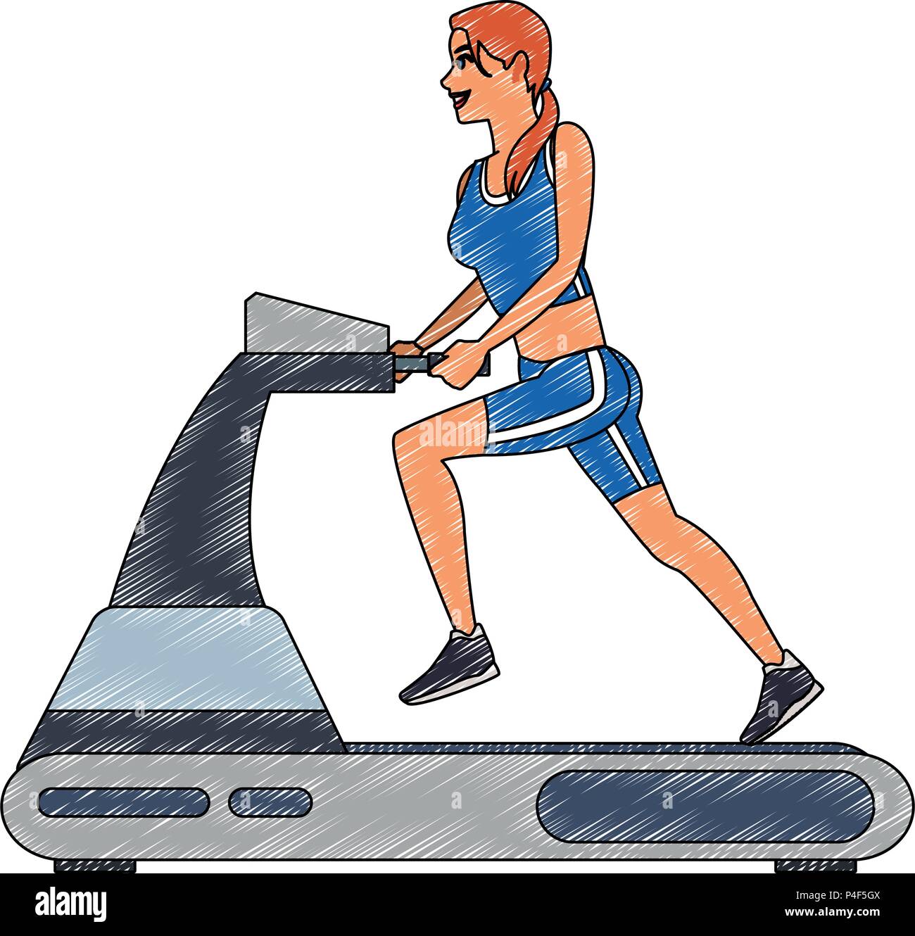 Fitness woman running on machine Stock Vector Image & Art - Alamy