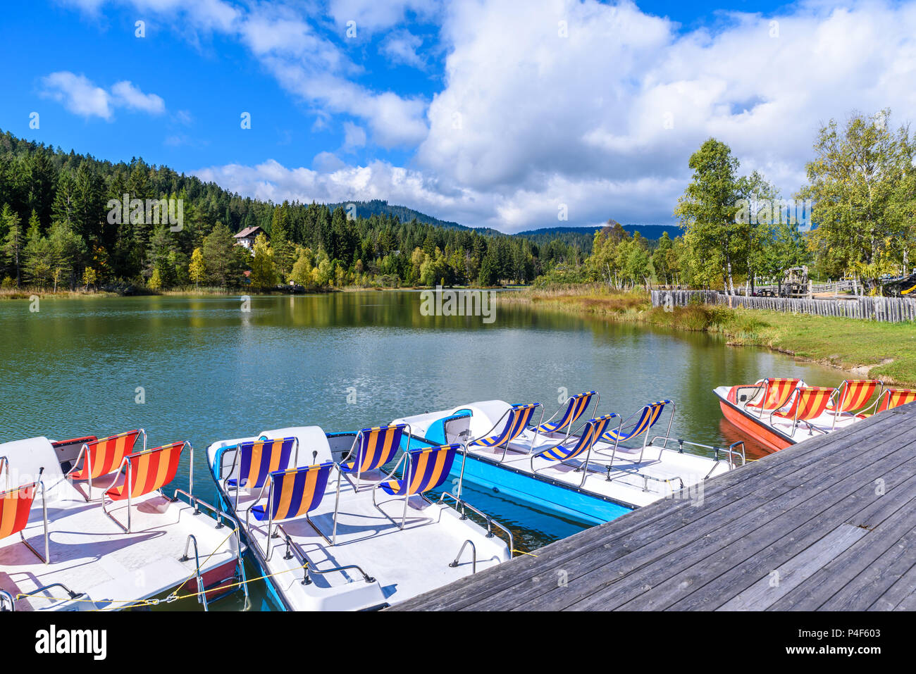 Boats at lake Wildsee at Seefeld in Tirol, Austria - Europe Stock Photo ...