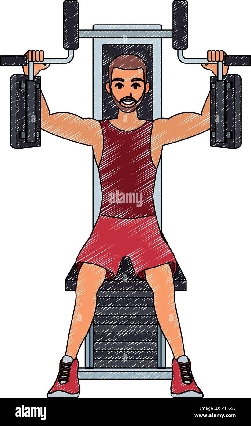 Fitness man on weight machine Stock Vector Image & Art - Alamy