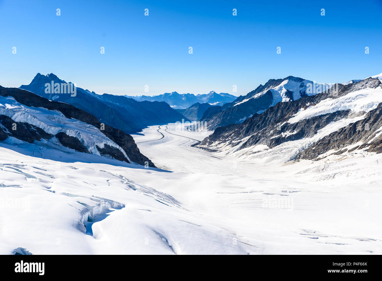 Aletsch glacier - ice landscape in Alps of Switzerland, Europe Stock ...