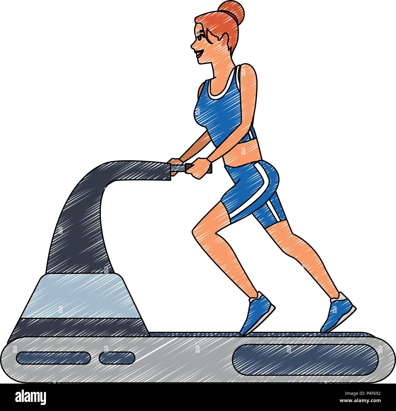 Fitness woman running on machine Stock Vector Image & Art - Alamy