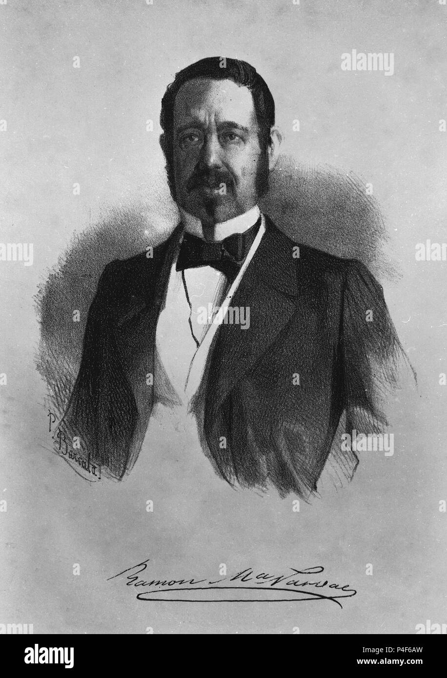RETRATO DE RAMON MARIA DE NARVAEZ - GRABADO S XIX. Author: P. Barcala ...