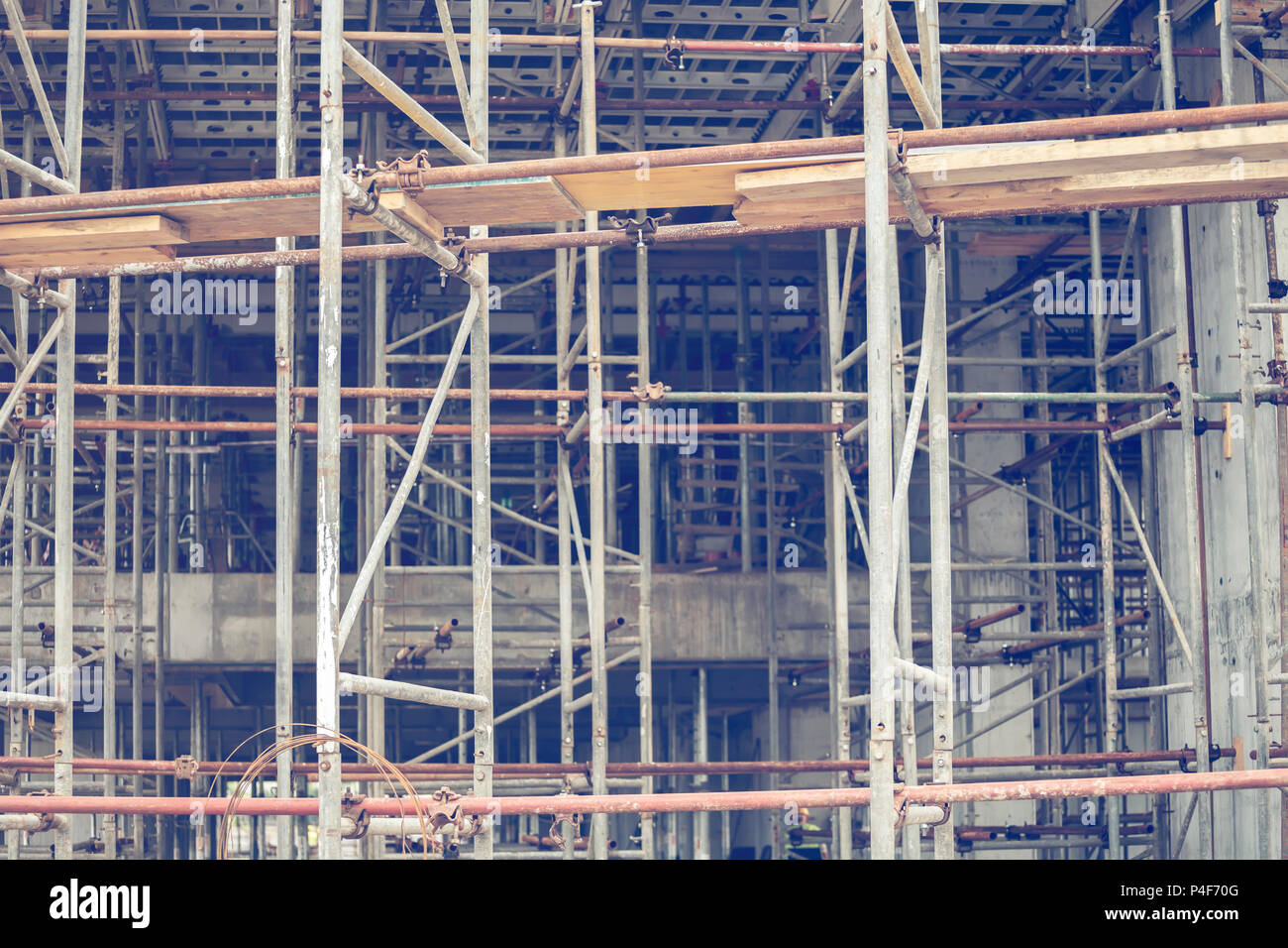 Scaffolding background, elements construction with platforms for work ...