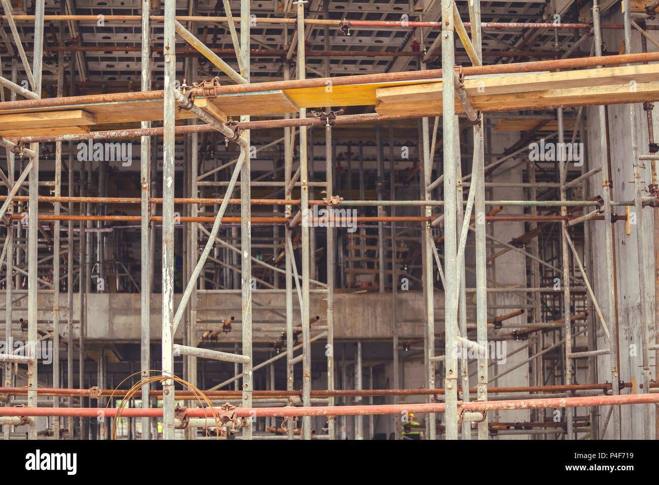 Scaffolding background, elements construction with platforms for work ...