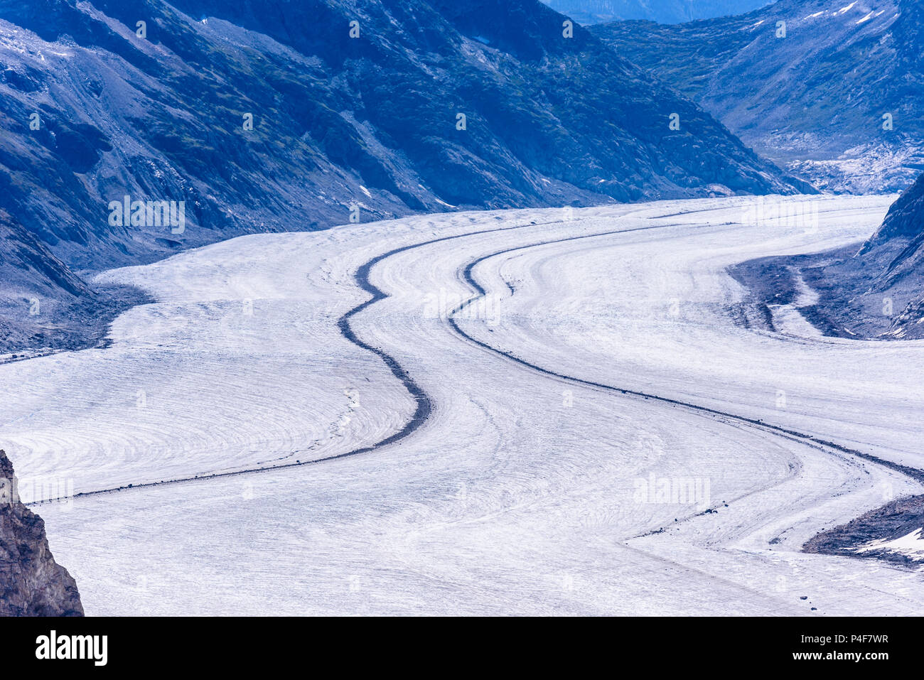 Aletsch glacier - ice landscape in Alps of Switzerland, Europe Stock ...