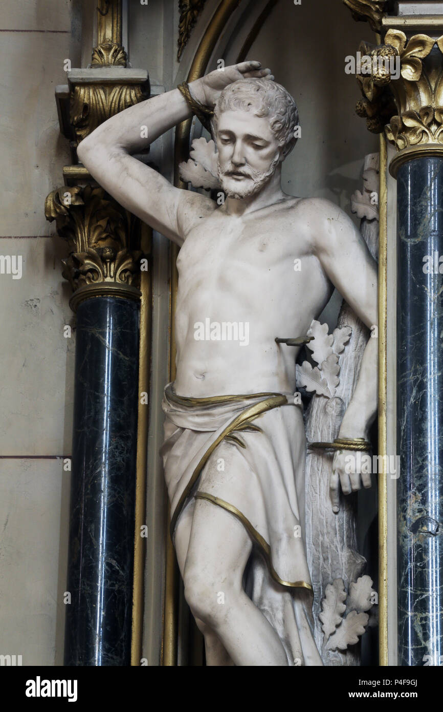 Saint Sebastian, the statue on the altar of St. Jerome in Zagreb ...