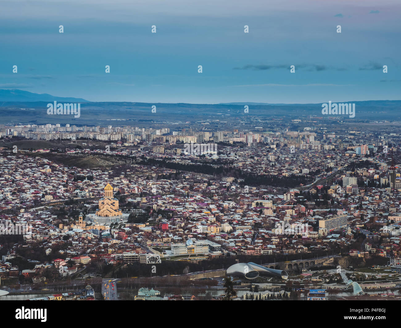 aerial view of city in Georgia and sky at sunset Stock Photo - Alamy
