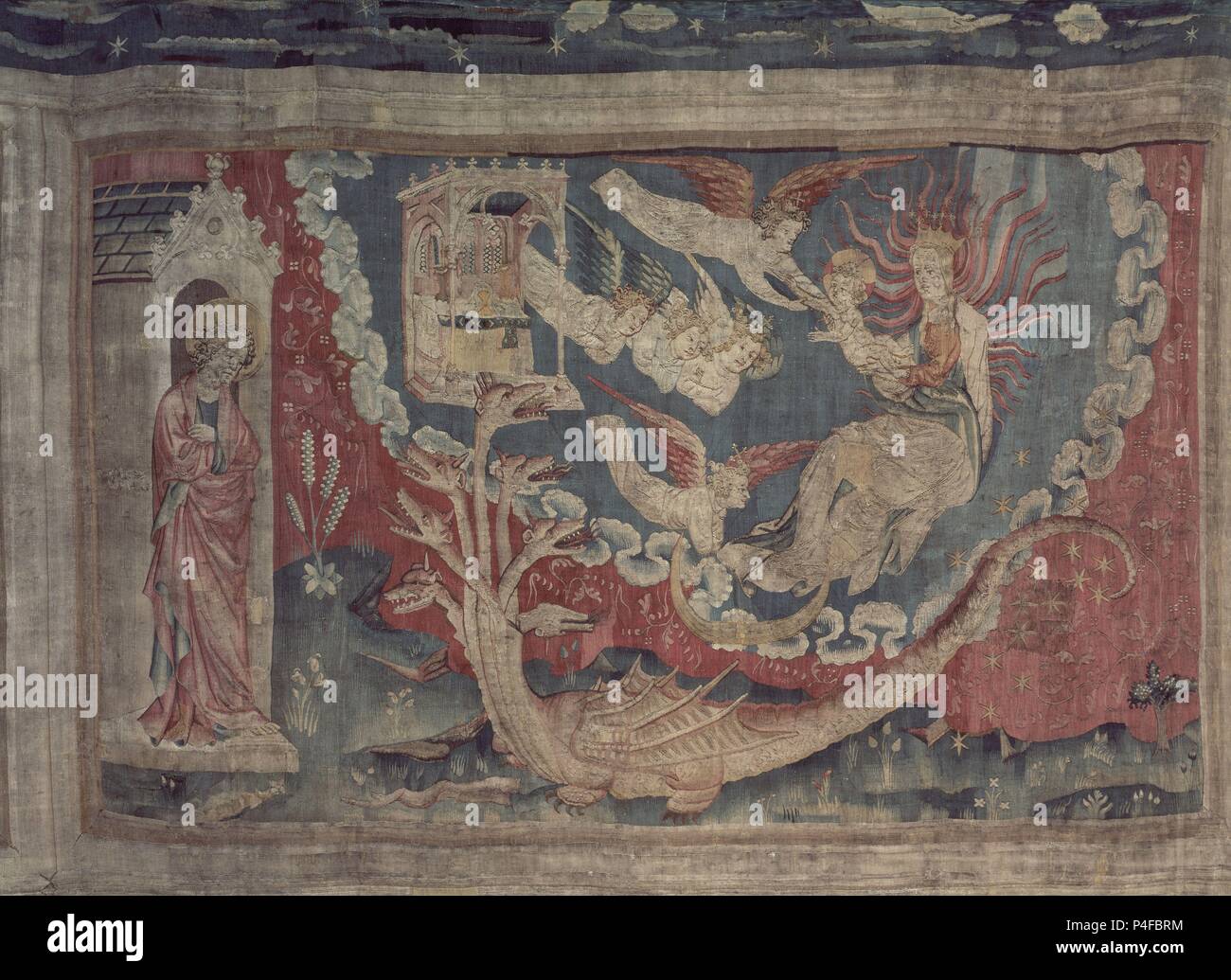 TAPIZ DEL APOCALIPSIS-ANGELES ARREBATAN AL NIÑO QUE EL DRAGON QUERIA ...