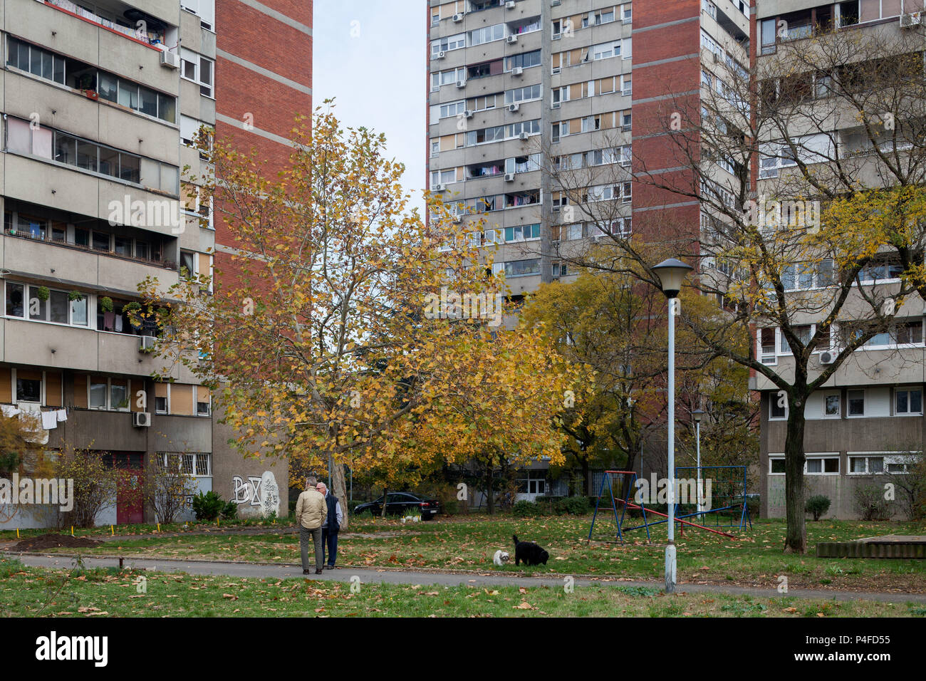Belgrade, Serbia, prefabricated housing estate at Ulica Yurija Gagrina ...