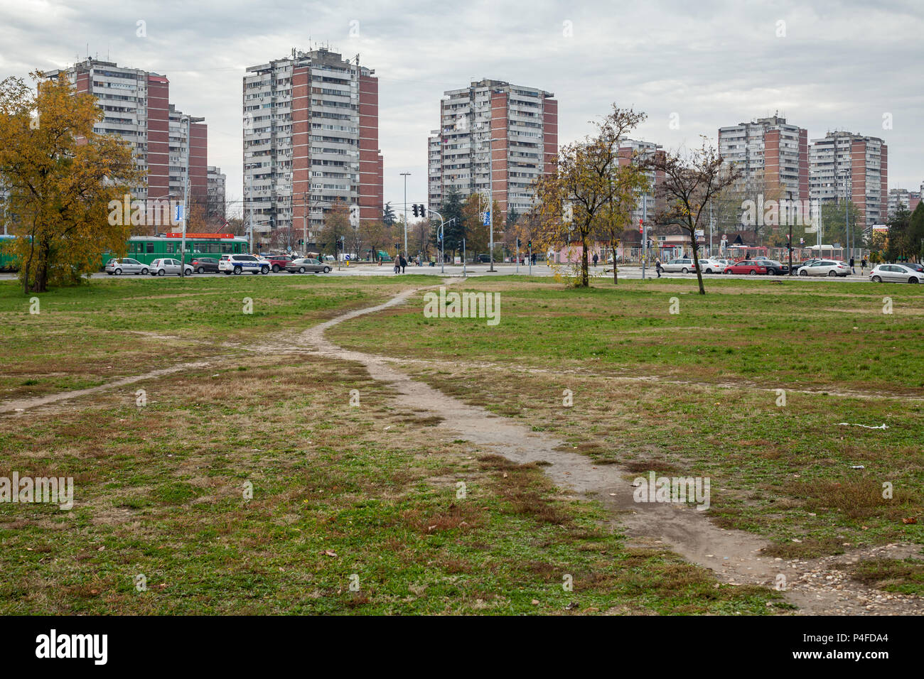 Belgrade, Serbia, prefabricated housing estate at Ulica Yurija Gagrina ...