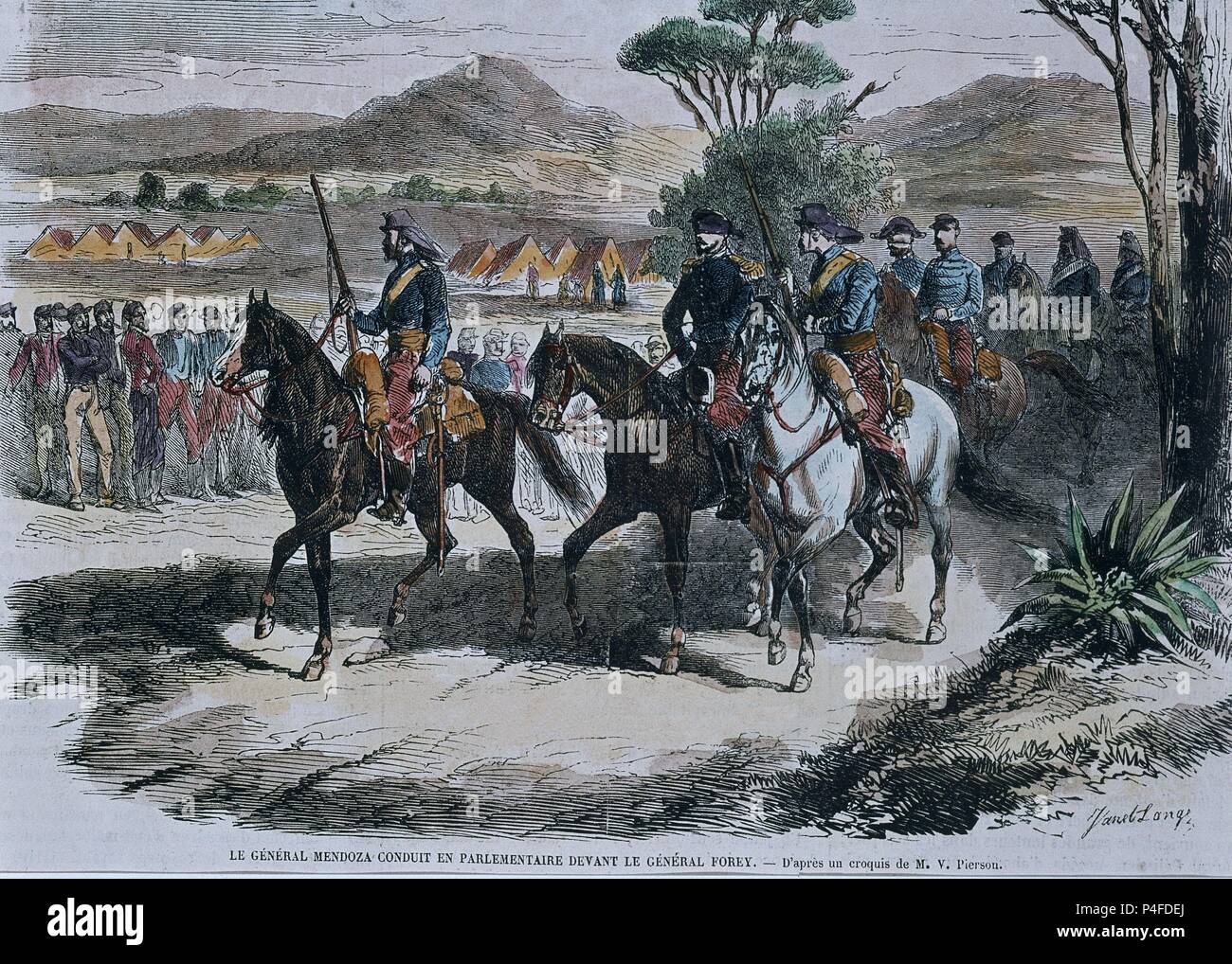 EL GENERAL MENDOZA ES CONDUCIDO ANTE EL GENERAL FOREY - LITOGRAFIA ...