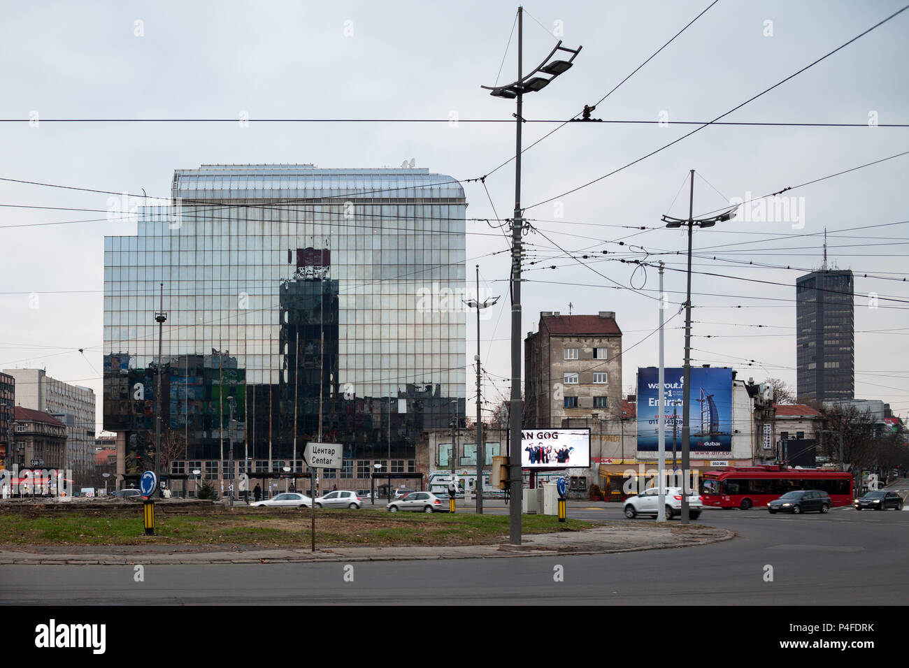 Belgrade, Serbia, residential and business buildings on Slavija square ...