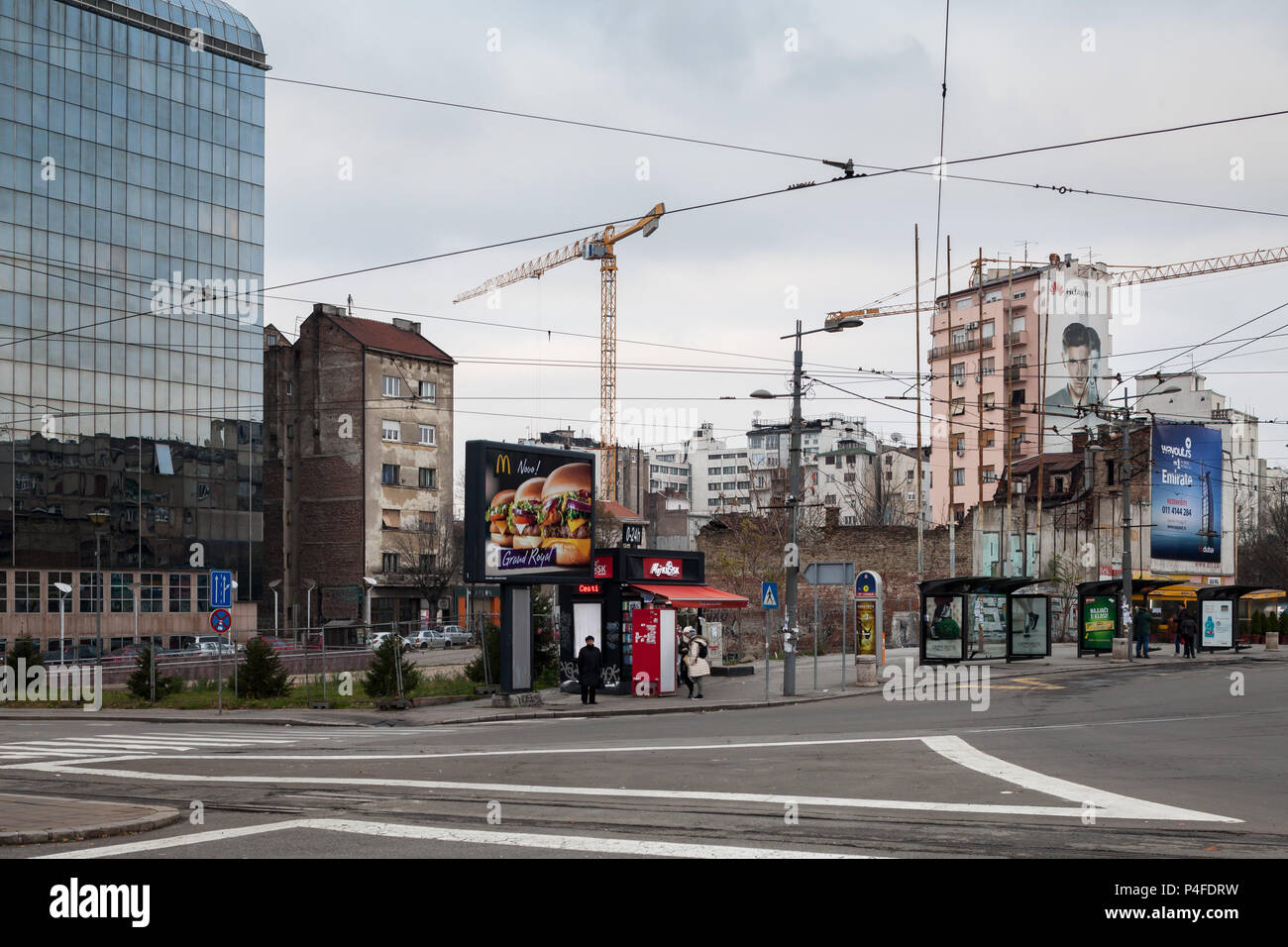 Belgrade, Serbia, residential and business buildings on Slavija square ...