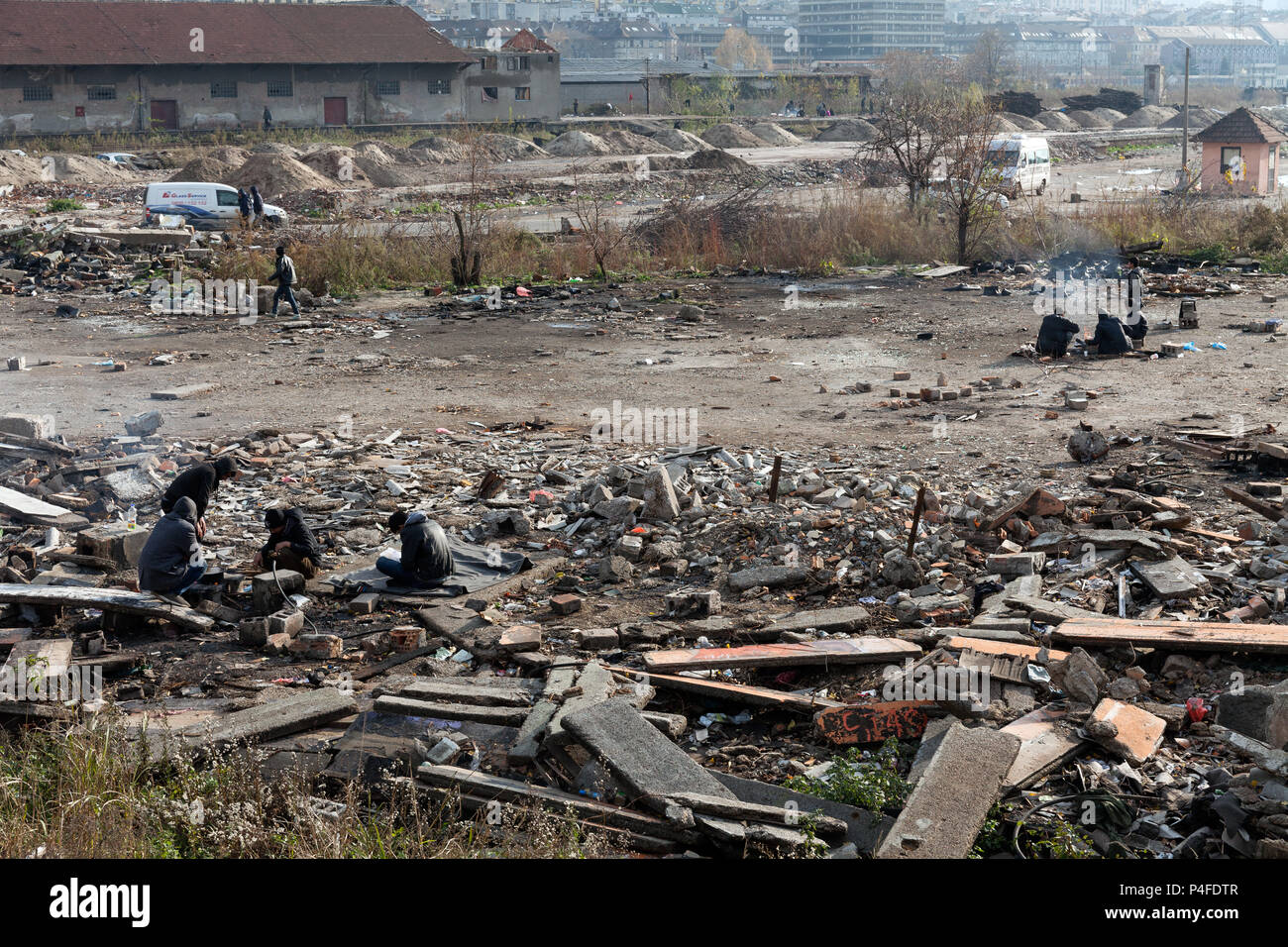 Belgrade, Serbia, refugees on the grounds at the central station Stock ...
