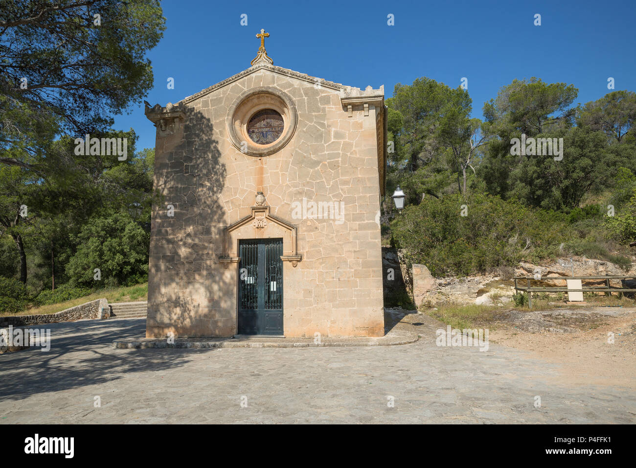 Old fortified castle high above Palma in Majorca Spain Stock Photo - Alamy