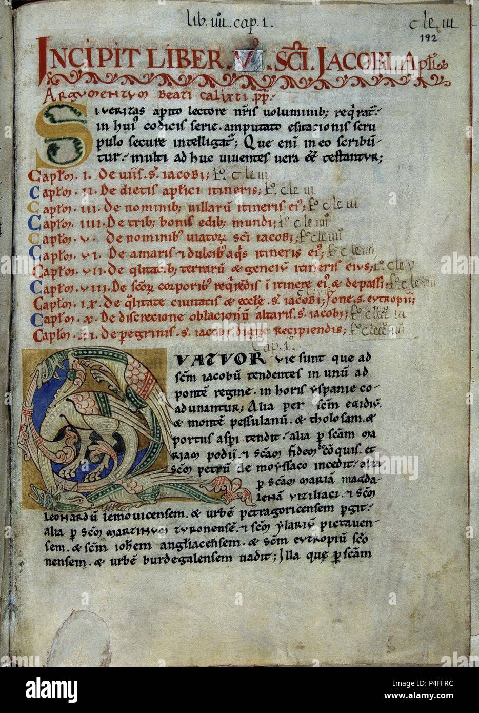 CODICE CALIXTINO - SIGLO XII - FOL 192. Location: CATEDRAL-BIBLIOTECA ...