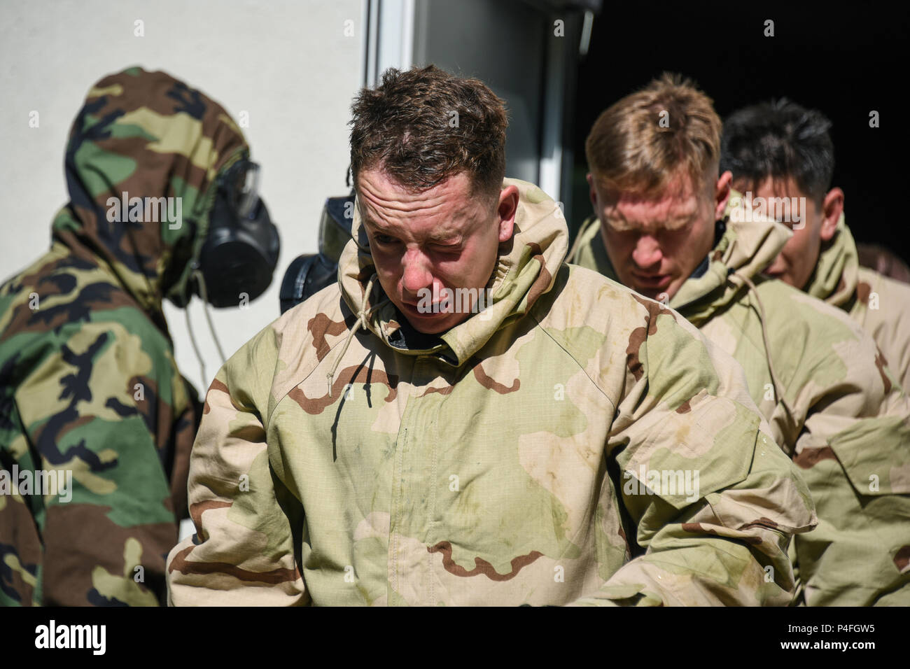U.S. Soldiers assigned to 7th Army Training Command (7ATC) exit the gas ...